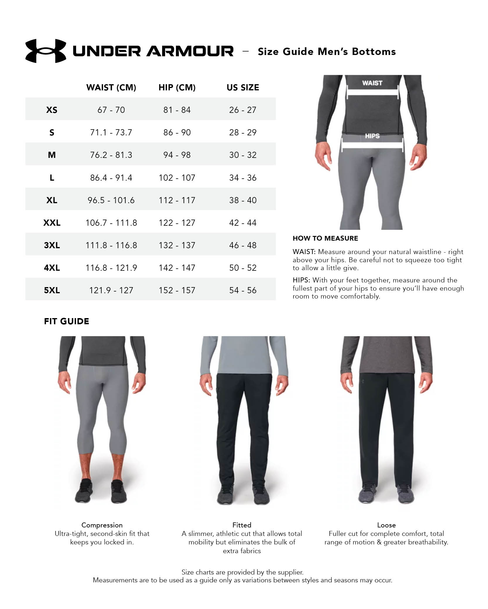 Under Armour Shorts Size Chart Men's Tops